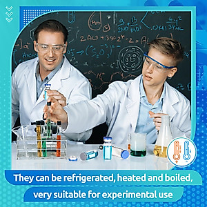 Lallisa 50 Pack Glass Vials Clear Glass Headspace Vials with Plastic-Aluminum Flip Caps and Rubber Stoppers Flat Bottom Lab Vial Sealed Sample Vials