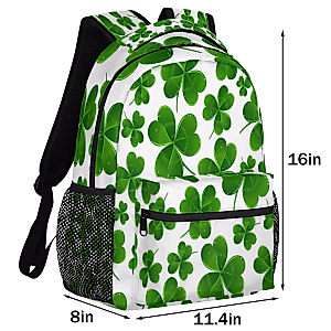 Fzsopd St. Patrick's Day Clover Backpack for Women Men Lightweight Daypack Rucksack Laptop Backpack Shoulder Bag for Travel Work Camping Sports
