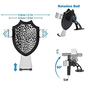 Black and White Leopard Print Car Phone Holder Long Arm Suction Cup Phone Stand Universal Car Mount for Smartphones