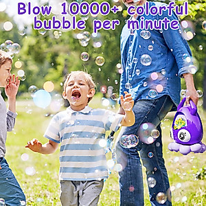 Bubble Machine, Veoiuo Cute Octopus Automatic Bubble Blower, 10000+ Bubbles Per Minute Bubbles for Kids Age 3 4 5 6 7 8 9 10 11 12,Fun Gifts for Birthday Wedding Party Indoor Outdoor Toy - Purple