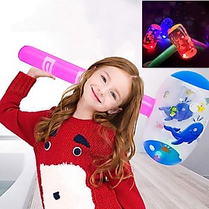 helegeSONG Light Up Inflatable Hammers, Large Inflatable Hammer with Bells Screaming Blow Up Hammer Kids Party Noise Maker Toy Hammer B