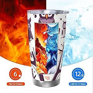 Owl Tree Branches Tumbler with Lid and Straw 20oz Stainless Steel Car Cup for Hot and Cold Drinks, Double Wall Insulated Travel Coffee Mug Reusable Drink Thermos Cup Birthday Gifts