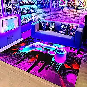 Large Game Area Rugs 3D Gamer Carpet Decor Game Printed Living Room Mat Bedroom Controller Player Boys Gifts Home Non-Slip Crystal Floor Polyester Mat 19.7x31.5inch