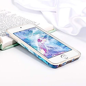 iPod Touch 7th Generation Case with 2 Screen Protectors, IDWELL iPod Touch 6 iPod 5 Case, Slim FIT Anti-Scratch Flexible Soft TPU Bumper Protective Case(Latest Model,2019 Release), Blue Fantasy Sky