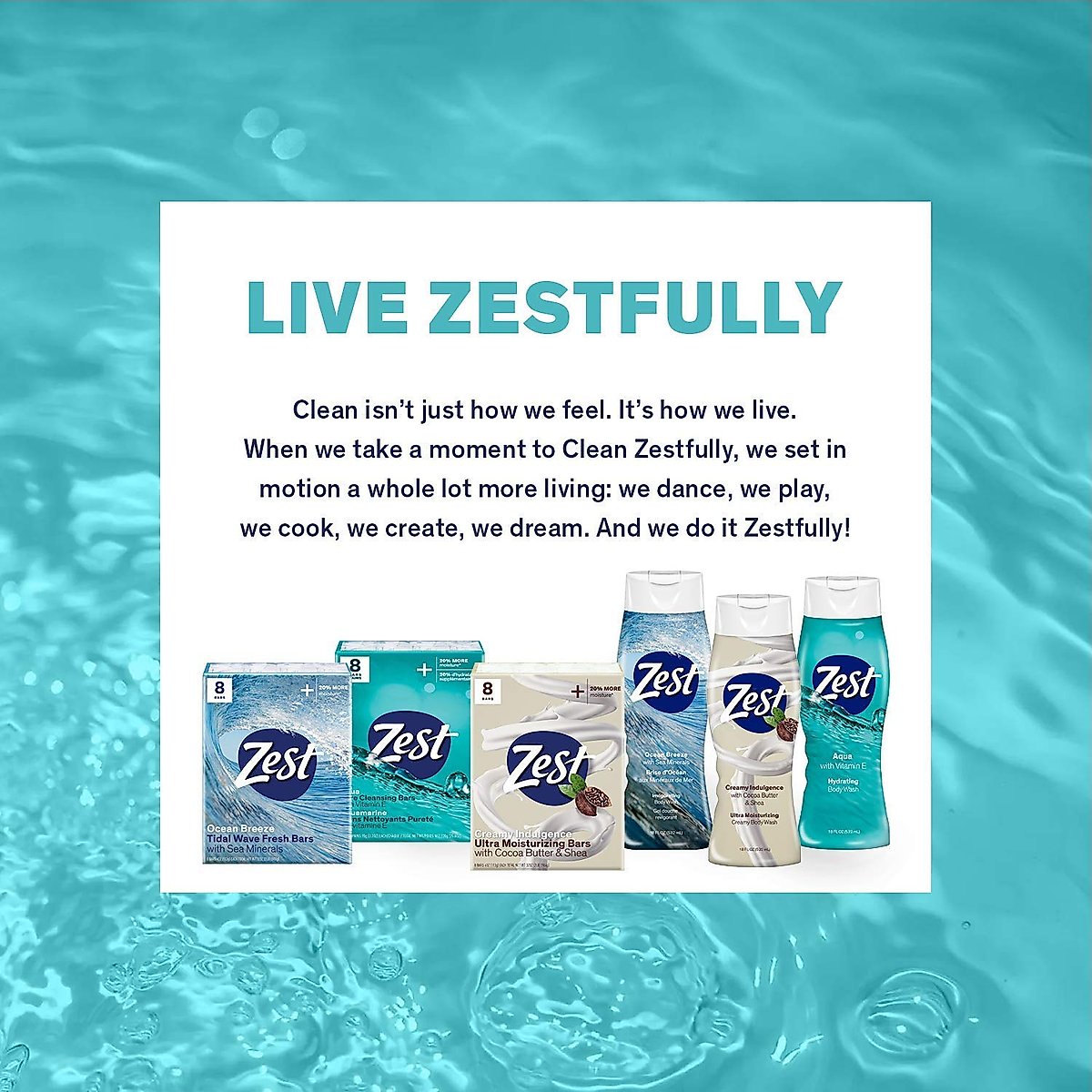 Zest Bar Soap - 8 Bars - Enriched With Cocoa Butter And Shea for Ultra Moisturizing Cleansing - Leaves Your Body Feeling Silky Smooth And Deeply Moisturized
