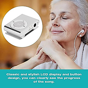 Zopsc-1 Lightweight Back Clip Mp3 Player,Portable Mini Player Backclip Mp3 Lossless Sound Music Player for Running Sports Home Office Outdoor Silver