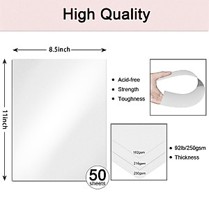 50 Sheets White Shimmer Cardstock 8.5" x 11"Glossy Cardstock，250Gsm/92 lb Shiny White Paper,White Metallic Cardstock,Card Stock Printer Paper for Invitations,Card Making,DIY Craft