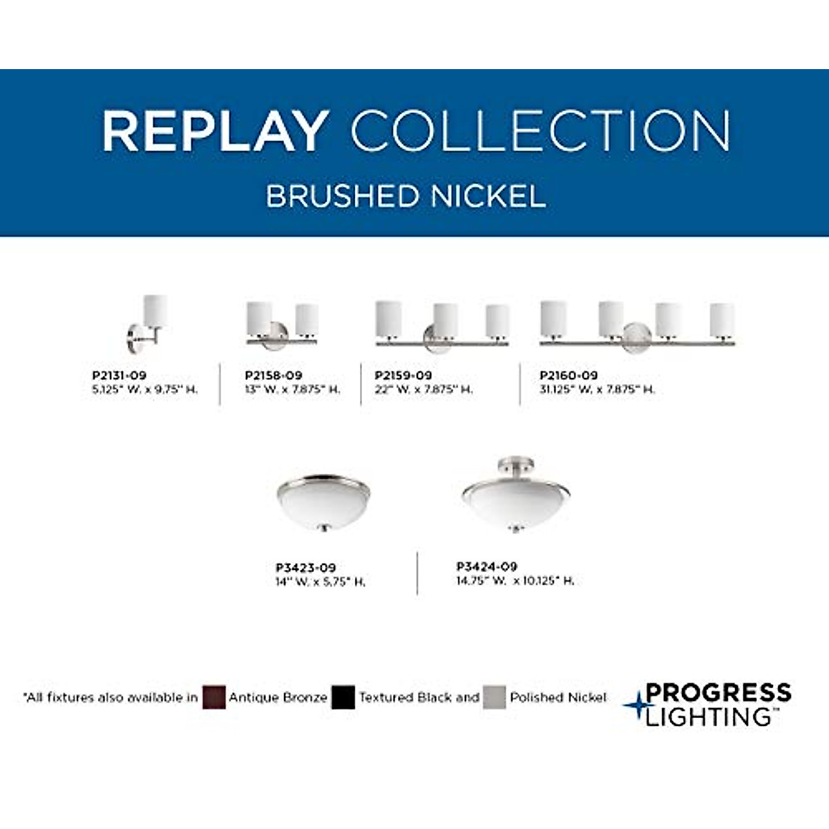 Replay Collection 2-Light Etched White Glass Modern Bath Vanity Light Brushed Nickel