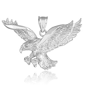 Animal Kingdom 14k White Gold Flying Eagle Pendant