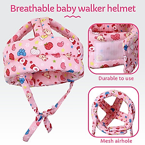 Geyoga 2 Pack Baby Safety Helmet for Crawling Walking with 2 Pairs Knee Pads Baby Head Protector Adjustable Baby Head Cushion Bumper Bonnet for Learning to Walk(Owl Style)