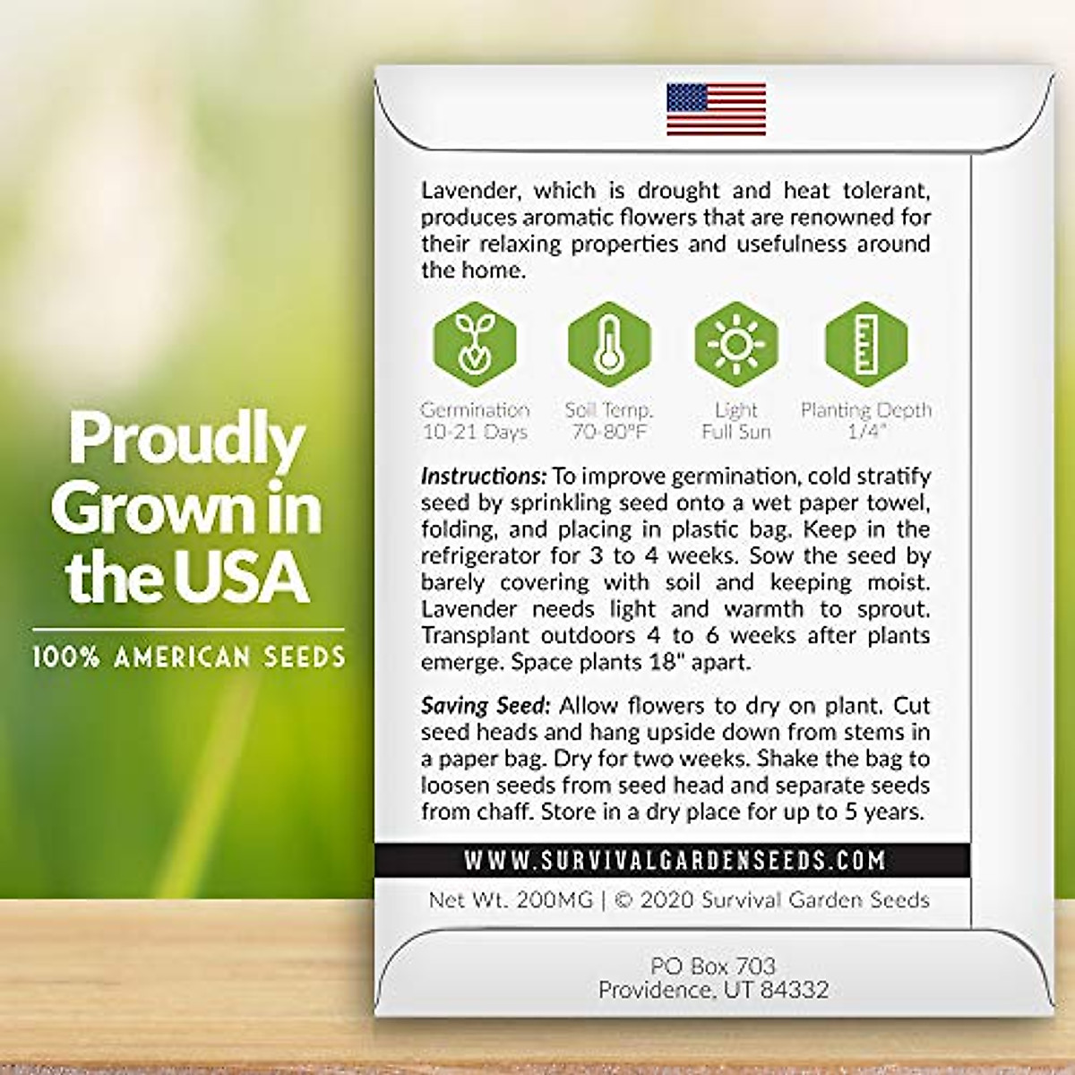 Lavender Seed for Planting - 1 Packet with Instructions to Plant and Grow Edible & Medicinal Lavandula Herbs in Your Home Vegetable Garden - Non-GMO Heirloom Variety - Survival Garden Seeds