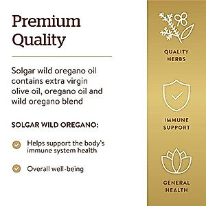 Solgar Wild Oregano Oil, 60 Softgels - Oregano Oil Concentrate - Immune Support - Includes Natural Antioxidant Phytochemicals - Non GMO, Gluten Free, Dairy Free - 60 Servings