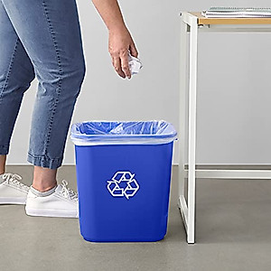 AmazonCommercial 7 Gallon Commercial Office Wastebasket, Blue w/Recycle Logo, 2-Pack
