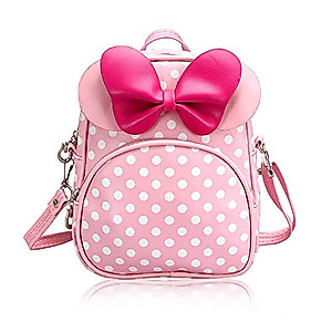 Voikukka Cute Little Girls Backpack Convertible Women Crossbody Purse Leather Mini Backpack Purse Pink Toddler Backpack Small Daypack Kids Travel Bag Ladies Backpack
