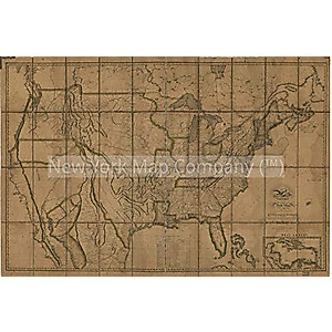 INFINITE PHOTOGRAPHS 1819 Map| Map of The United States of America : with The contiguous British and Spanish pos