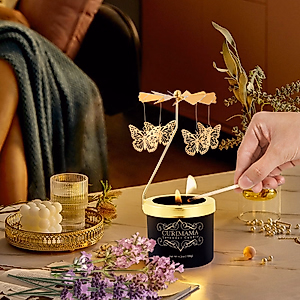 Gifts for Women Birthday Unique, Butterfly Gift for Mom, Rotating Candles Gifts for Best Friend, Lavender Candle Present for Sister, Mom Birthday Gift from Daughter