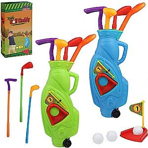 High Bounce Kids Golf Clubs, Toddler Golf Set, 2 Golf Carts, 3 Golf Clubs, 1 Practice Hole, and 6 Balls, for 2+ Year Old Boys and Girls - Toddler Golf Play Set, Mini Golf Game, Outdoor Sports Toy