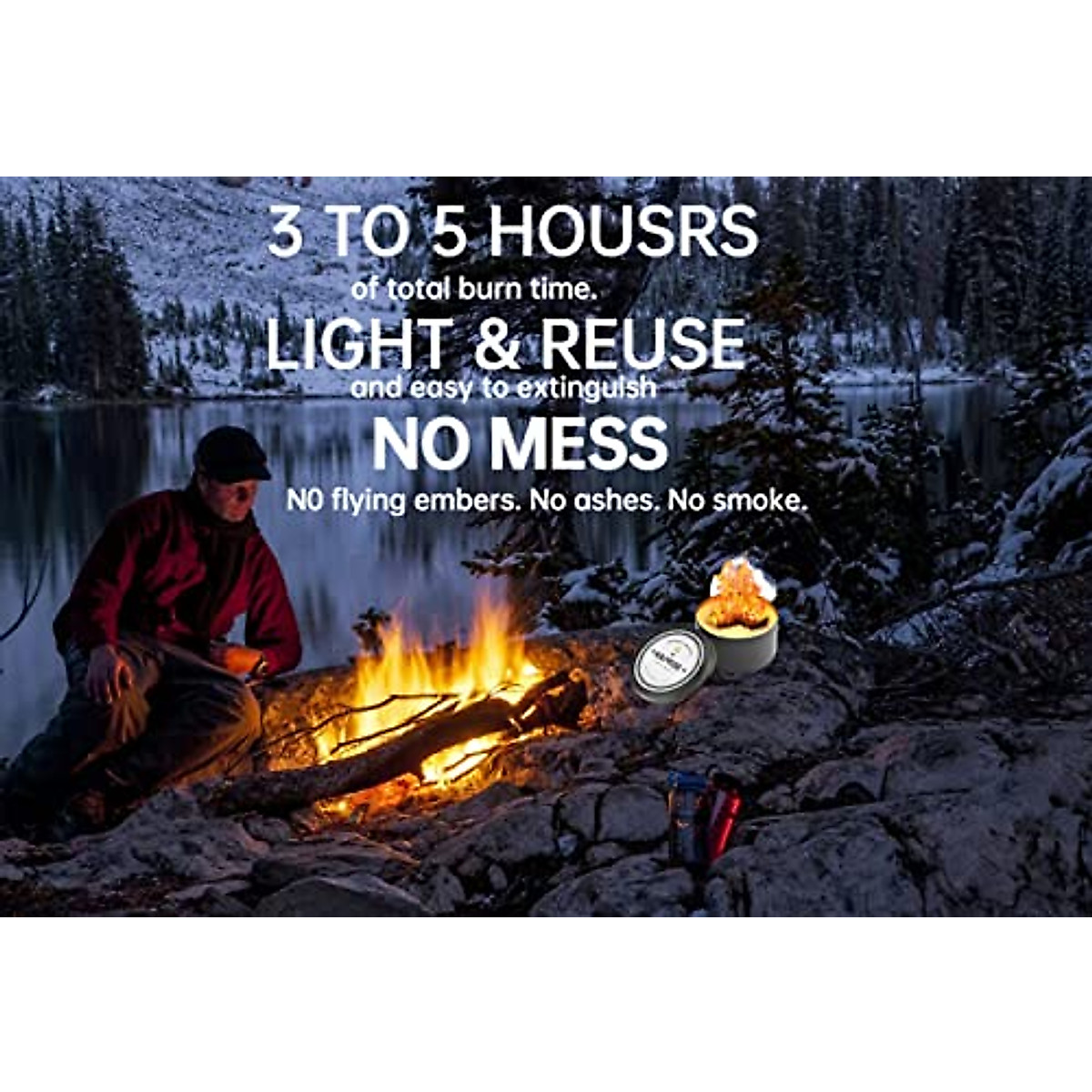 BSTFLEX 2 Pack of City Bonfires ($18.99 Each) | Portable Fire Pit | Compact and Lightweight | Emergency Heat Kit | 3-5 Hours of Burn Time | No Wood No Embers(with 1Pc Campfire Fireproof Mat