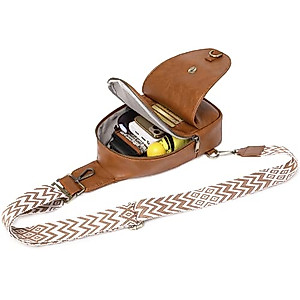 WSRYDJDL Women Chest Bag Sling Bag Small Crossbody PU Leather Satchel Daypack Shoulder backpack for traveling hiking Cycling (Brown)