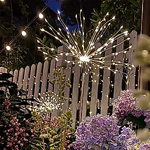 Yard Decor, 2 Pack Solar Lights Outdoor Waterproof Garden Lights IP65 2 Lighting Modes Solar Firework Lights for Garden Patio Yard Pathway Parties Christmas Porch Farmhouse Decor,Warm White