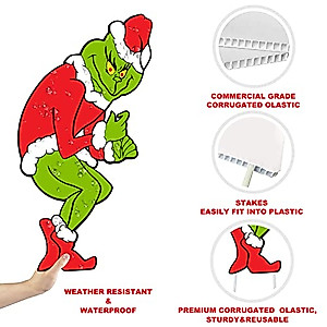 Grinch Christmas Decorations, 4PCS Yard Signs with Stakes, Grinch Cindy Max Whoville Sign for Xmas Garden Lawn Decor, Grinch Stealing Christmas Decor Party Supplies Holiday Decorations Outdoor