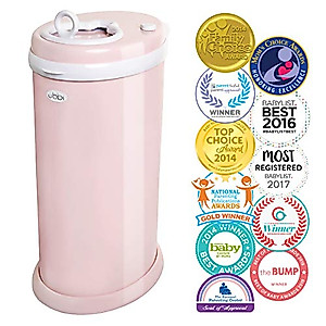 Ubbi Steel Odor Locking, No Special Bag Required, Money Saving, Modern Design, Registry Must-Have Diaper Pail, Blush Pink