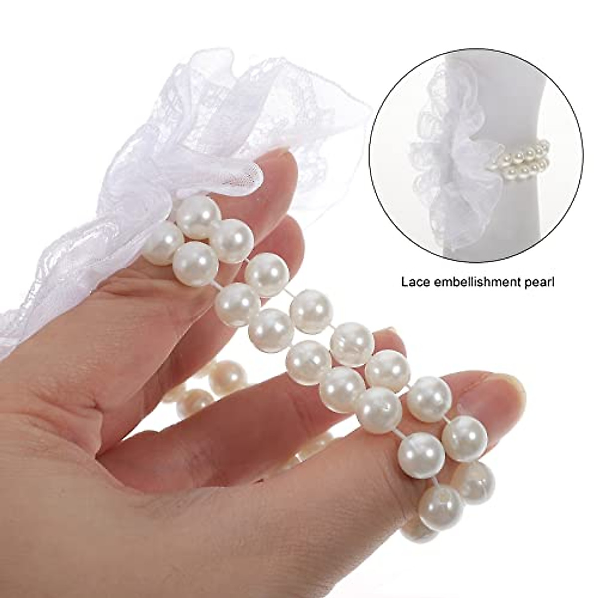 Toddmomy Pearl Bracelet Elastic Pearl Wrist Corsage Bands 10pcs Faux Pearl Wedding Wristlets DIY Lace Wrist Corsages Accessories for Wedding Prom Bride Hand Corsage Wristlet