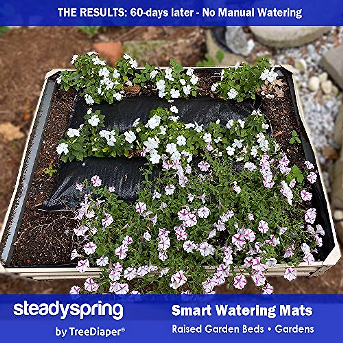 Smart Watering Mat for Raised Garden Beds 30-Day Irrigation Refills with Rain for Gardens, Tomato Plants, Flowers (2-Pack)