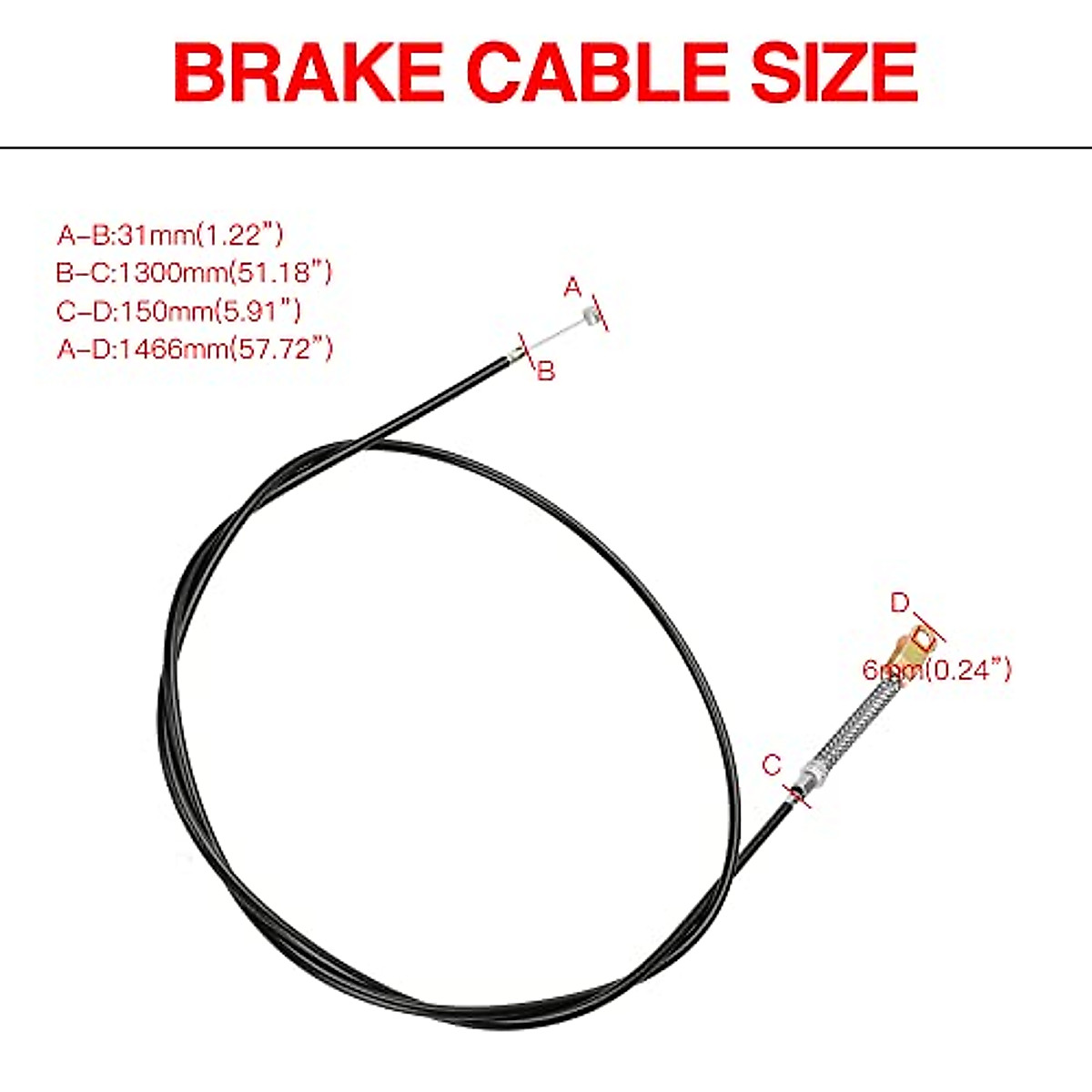 GREHUA Upgrade Brake Cable Casing 51" Inner Wire 56" Long for Manco 9598 9597 Yerf-Dog ASW Bristers Airheart MB-1 Predator 212cc 196cc 6.5Hp GX160 Go Kart Carter Drift Trike Fun Cart Dune Buggy ATV