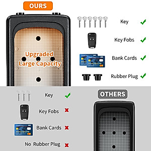 Portable Key Lock Box, Upgrade Clearly Visible Numbers, Lock Box Wall Mounted for House Key, 5 Key Capacity, Weatherproof Resettable Code (1 Pack, Gray)