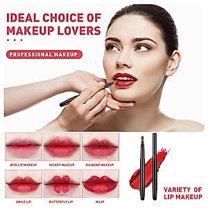 YAFIYGI Lip Brush for Lipstick Retractable Lip Liner Brushes Retractable Lip Brush Applicators Flat Lipstick Gloss Creams Portable with Cap for Women Girls As Present &Halloween Makeup Tools