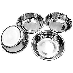 4 Pcs Stainless Steel Dog and Cat Food Dish/Bowls, Shallow Pet Dish, Extra Replacement Bowl -Metal Food and Water Dish, for Small Dogs and Cats,12oz (4 pcs)