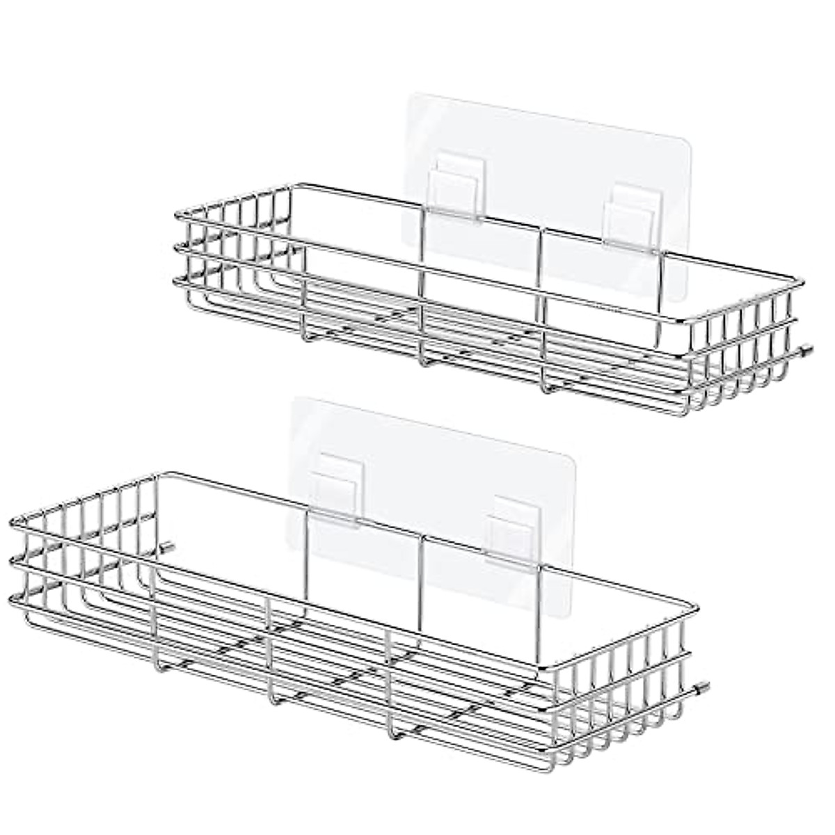 Tiilan Shower Caddy, No Drilling Adhesive Storage Shelf for Bathroom and Kitchen, Wall Mounted, 18/8 Stainless Steel, 2 Pack