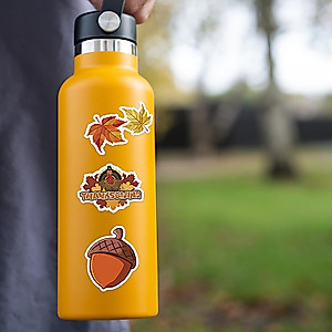 100PCS Fall Stickers Pack, Thanksgiving Turkey Pumpkin Stickers for Kids, Autumn Waterproof Vinyl Gift Stickers for Water Bottles, Cards, Scrapbooking, Harvest Party Favorites