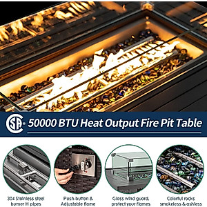 Amopatio Outdoor Patio Furniture Sets, 7 Pieces Brown Wicker Patio Sectional Couch with Glass Top Table and Waterproof Covers, Outdoor Sofa Fit Backyard Poolside, Grey Cushion