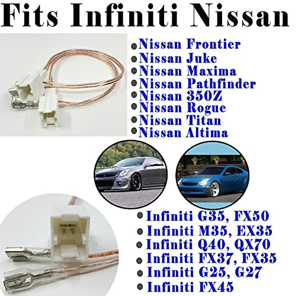 4 Pack Speaker Wire Harness Adapter Replacement for Nissan Speaker Harness 2004-2021, Infiniti Speaker Harness 2006-2018 Car Speaker Connector Harness Adapter