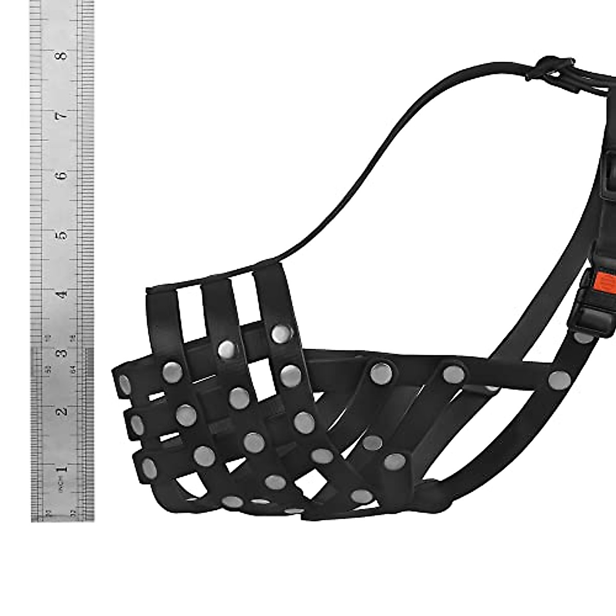 BRONZEDOG Pitbull Dog Muzzle Amstaff Waterproof Basket Breathable Mesh Stop Biting Chewing Adjustable Mask for Large Dogs (Black)