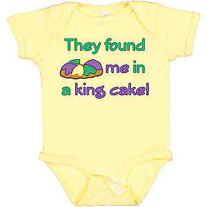 inktastic They Found Me in a King Cake Baby Bodysuit 6 Months Banana 25dc9