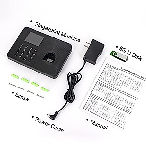 JIAN BOLAND Fingerprint Time Clock, Time Clocks for Employees Small Business, Clock in and Out Machine for Employees with Fingerprint, PIN No Monthly Fees with 8G U-Disk