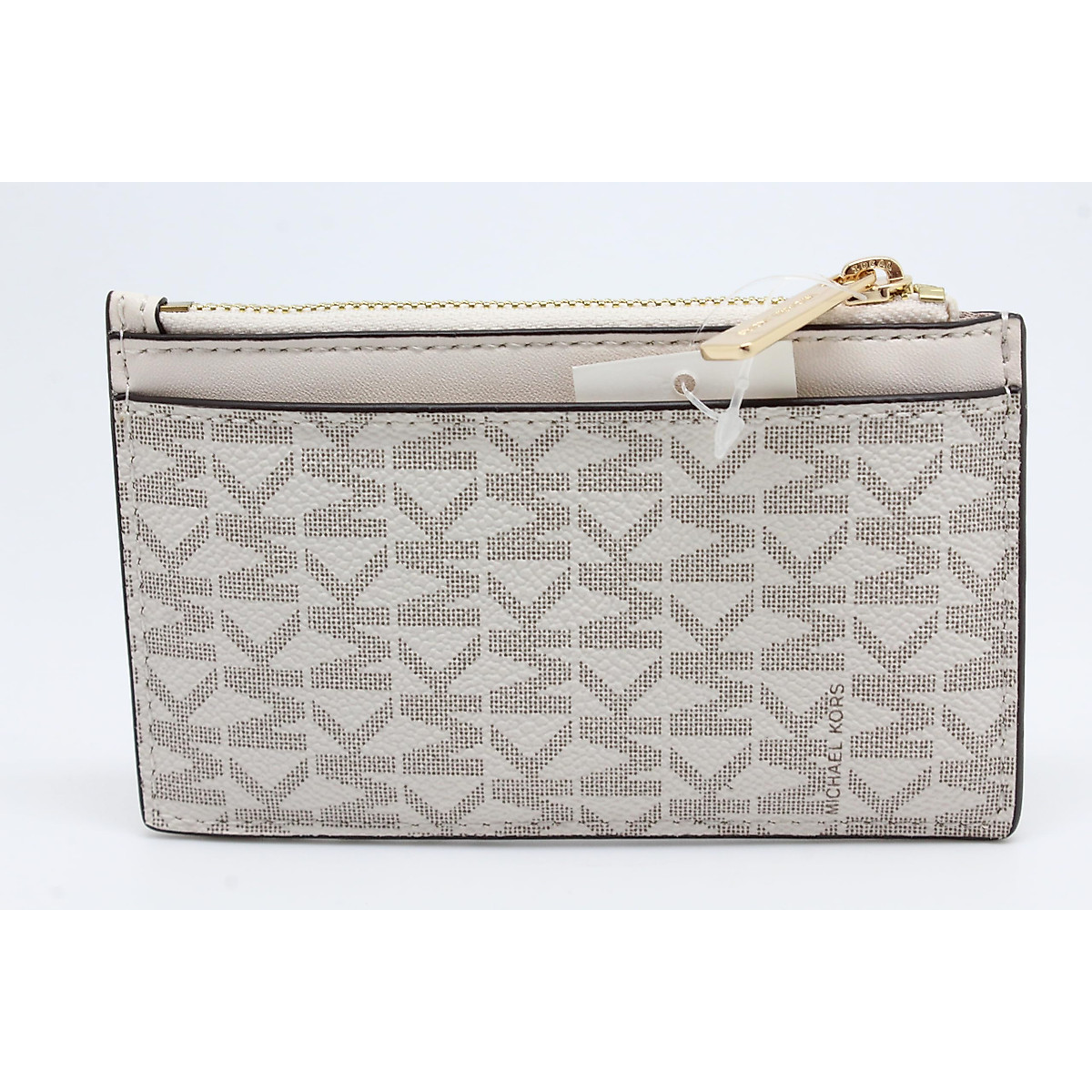 Michael Kors Jet Set Travel Top Zip Card Case Wallet Coin Pouch Light Cream Multi