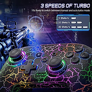 Wireless Switch Pro Controller - Switch Controllers Compatible With Nintendo Switch/Lite/OLED,Multi-Platform PC/IOS/Android, Switch Pro Controller With 9 Adjustable Light Colors,Programmable,TURBO