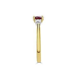 1 CT Round Created Ruby & Cubic Zirconia Three Stone Promise Ring 14k Yellow Gold Finish Ring Size-11