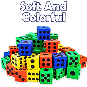 50 Pk Foam Dice, Large Foam Dice for Classroom, Quiet Soft Dice for Children Students Teachers