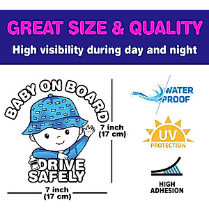6 Pieces (2 Stickers Plus 4 Reflective Warning Open Door Sign), High Visibility, Baby in Car Sticker and Warning Open Door Sign, Baby on Board Sticker, Drive Safely Sticker