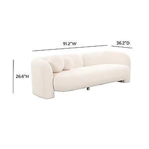 TOV Furniture Amelie 91" W Faux Fur Fabric Sofa in Cream Fabric