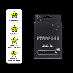 Starface Black Star BIG PACK, Hydrocolloid Pimple Patches, Absorb Fluid and Reduce Inflammation, Cute Star Shape, Cruelty-Free Skincare (96 Count)