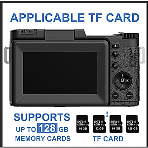 Kmnuiey Camera, 4K Digital Camera for Photography with 3'' 180°Flip Screen, Autofocus 48MP Video Cameras for YouTube with 16X Digital Zoom, 2 Batteries and Charging Cable for Travel