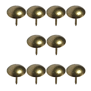 Juvielich 100Pcs Upholstery Round Thumb Tacks 19mm/0.75" Head Dia Iron electroplated Vintage Style Metal 23mm/0.91" Height for Furniture Decoration Chair Cork Board Sofa Headboards Bronze
