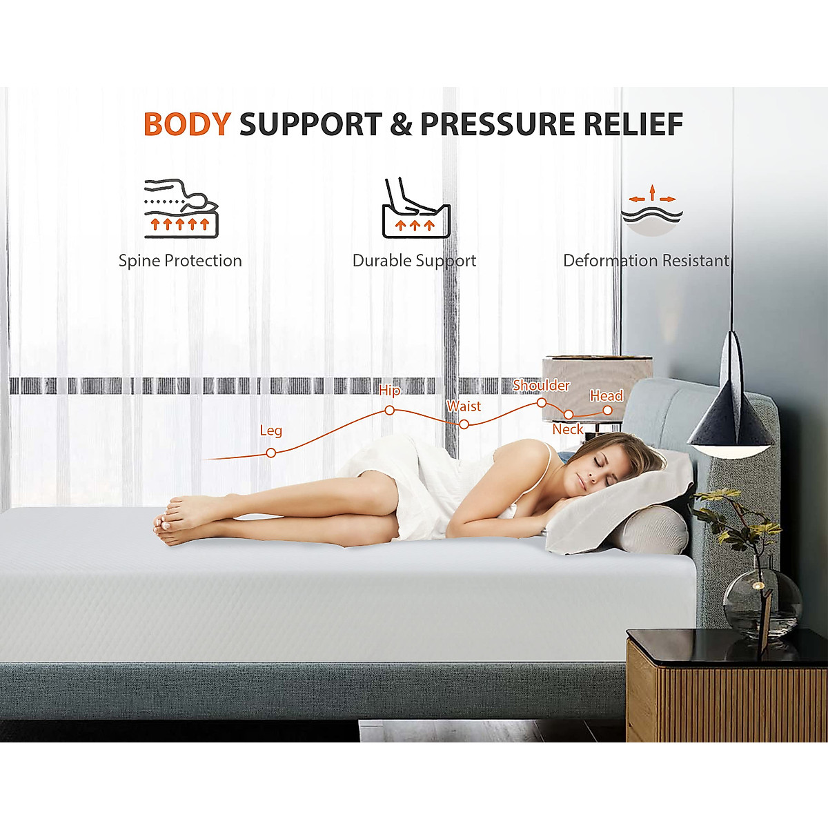 BORGEBY Gel Memory Foam Mattress, 6/8/10/12 inch Firm Mattress in a Box, CertiPUR-US Certified Mattress for Cool Sleep & Pressure Relief (12 in, Queen (U.S. Standard))