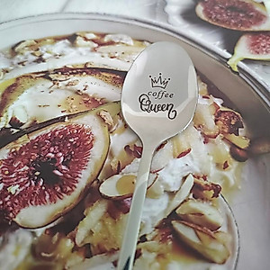 Coffee Gifts Spoons for Women Coffee Lovers Coffee Queen Spoon for Friend Wife Coffee Lover Gift for Coffee Drinkers Women Christmas Birthday Gift for Mom Funny Coffeespoons